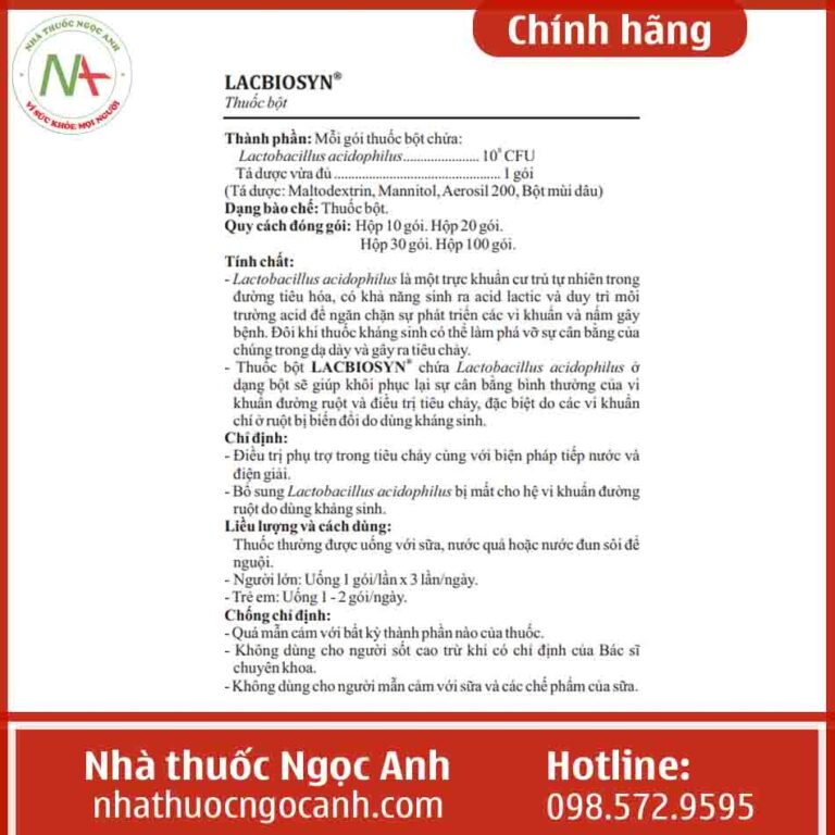 Thuốc bột Lacbiosyn uống như thế nào, giá bao nhiêu, mua ở đâu?