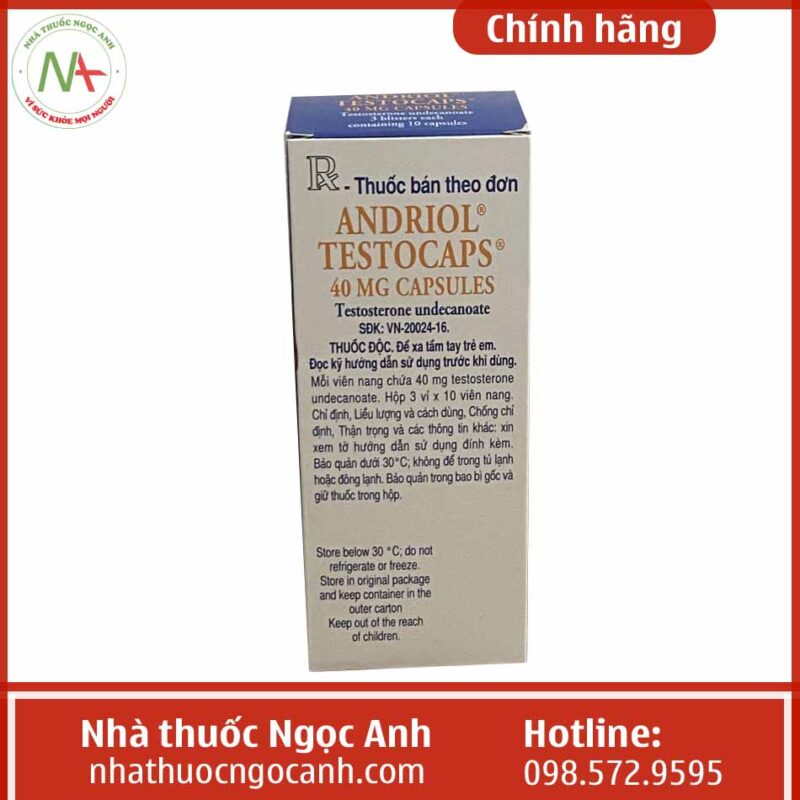 Thuốc Andriol testocaps 40mg giá bao nhiêu, mua ở đâu TPHCM?