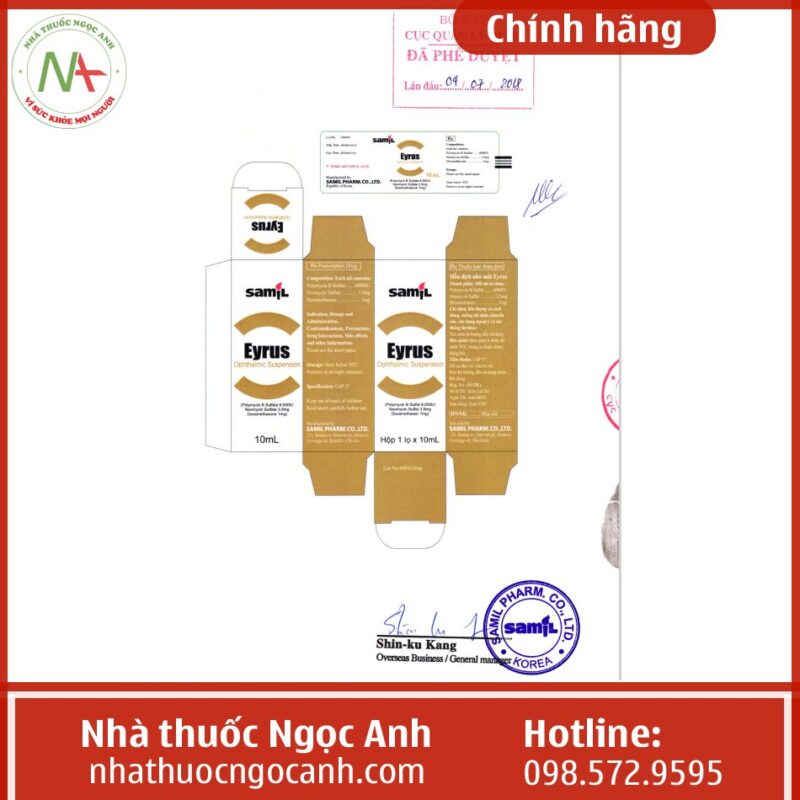 Thuốc nhỏ mắt Eyrus Ophthalmic Suspension giá bao nhiêu, mua ở đâu