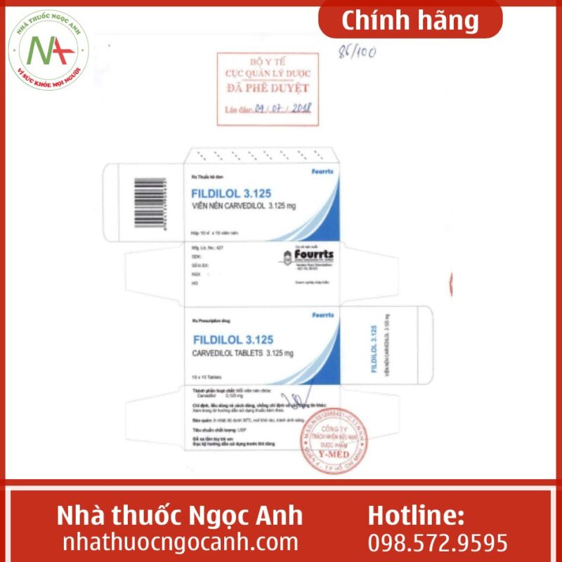 Thuốc Fildilol 3.125 là thuốc gì, có tác dụng gì, giá bao nhiêu, mua ở đâu
