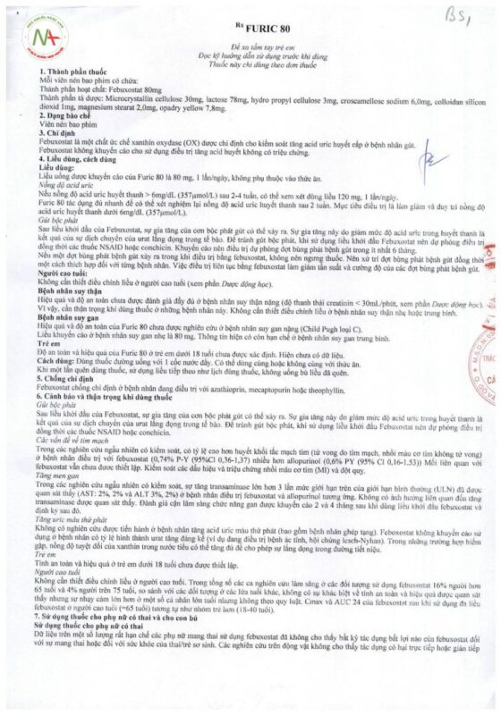 Thuốc Furic 80 là thuốc gì, có tác dụng gì, giá bao nhiêu, mua ở đâu
