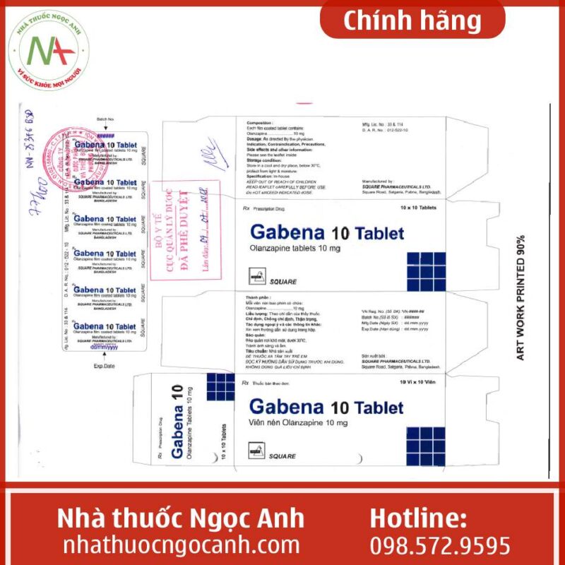Thuốc Gabena 10 Tablet có tác dụng gì, mua ở đâu, giá bao nhiêu?