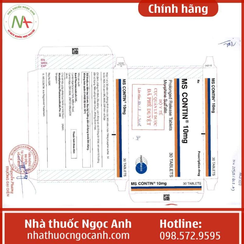 Thuốc MS Contin 10mg có tác dụng gì,mua ở đâu, giá bao nhiêu?