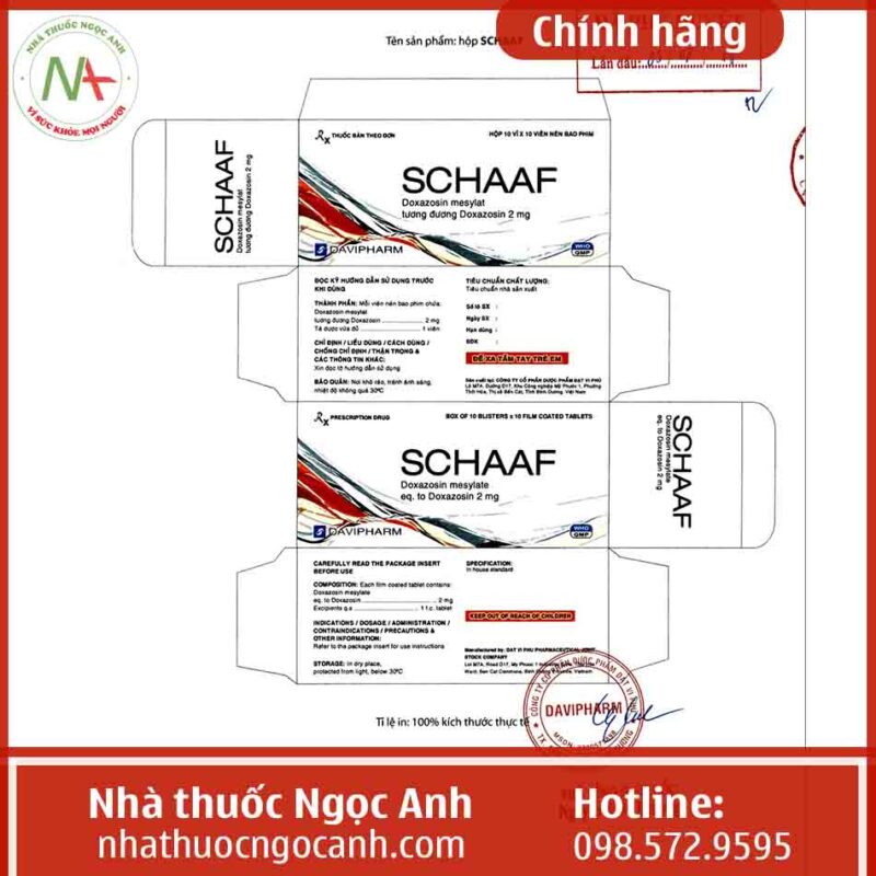 Thuốc Schaaf Doxazosin 2mg là thuốc gì, giá bao nhiêu, mua ở đâu