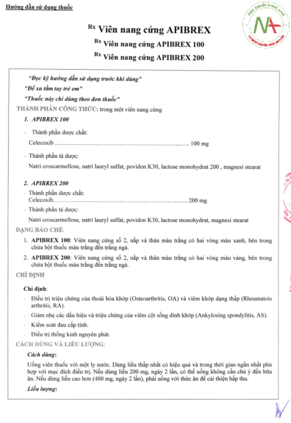 Thuốc Apibrex 100 : Công dụng, mua ở đâu, giá bao nhiêu?