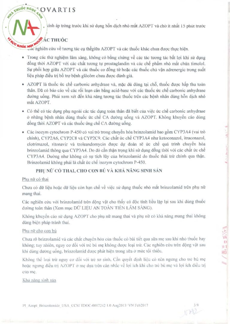 Thuốc Azopt 1%: Công dụng, liều dùng,, giá bán, mua ở đâu