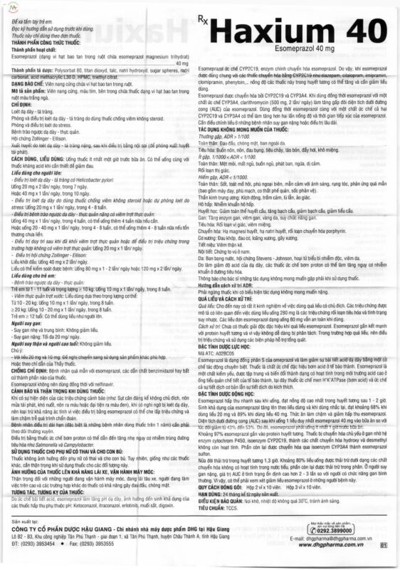 Thuốc Haxium 40 DHG là thuốc gì, tác dụng gì, giá bao nhiêu, mua ở đâu