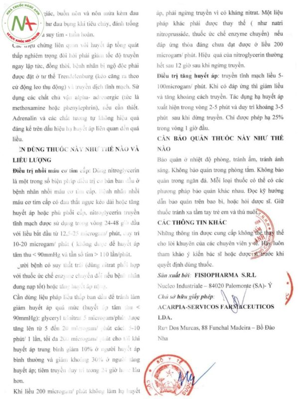 Thuốc Trinitrina là thuốc gì, có tác dụng gì, giá bao nhiêu, mua ở đâu