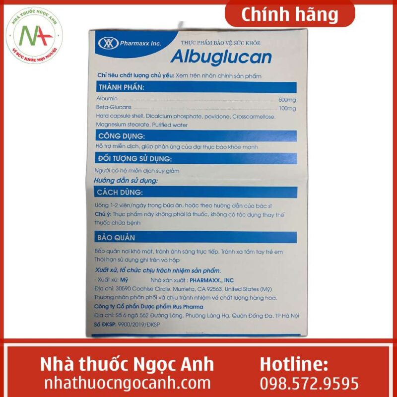 [CHÍNH HÃNG] Albuglucan giá bao nhiêu? Mua ở đâu?