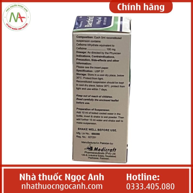 Thuốc Bactirid 100mg/5ml dry suspension 30ml giá bao nhiêu, mua ở đâu
