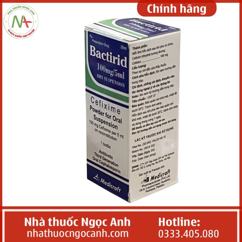 Thuốc Bactirid 100mg/5ml dry suspension 30ml giá bao nhiêu, mua ở đâu