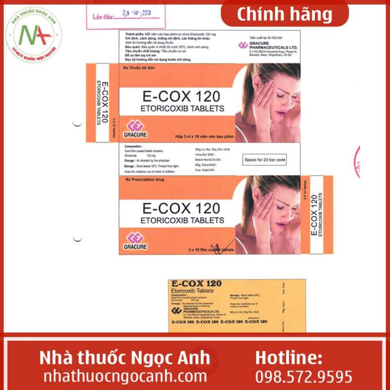 Thuốc E-Cox 120 Gracure Pharmaceuticals giá bao nhiêu, mua ở đâu?