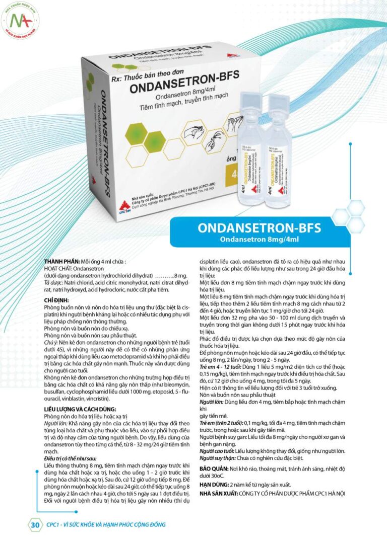 Thuốc Ondansetron-BFS: Công dụng, giá bao nhiêu, mua ở đâu