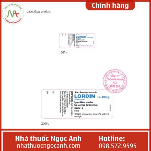 Thuốc Lordin i.v. 40mg tác dụng chính và phụ, mua ở đâu, giá bao nhiêu?