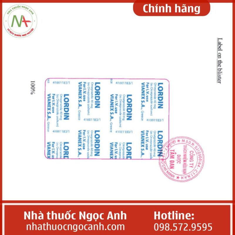 Thuốc Lordin i.v. 40mg tác dụng chính và phụ, mua ở đâu, giá bao nhiêu?