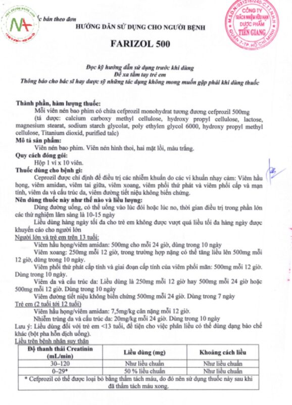 Thuốc Farizol 500 Kwality Pharmaceutical mua ở đâu, giá bao nhiêu?