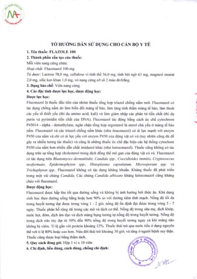 Thuốc Flazole 100 là thuốc gì, có tác dụng gì, giá bao nhiêu, mua ở đâu