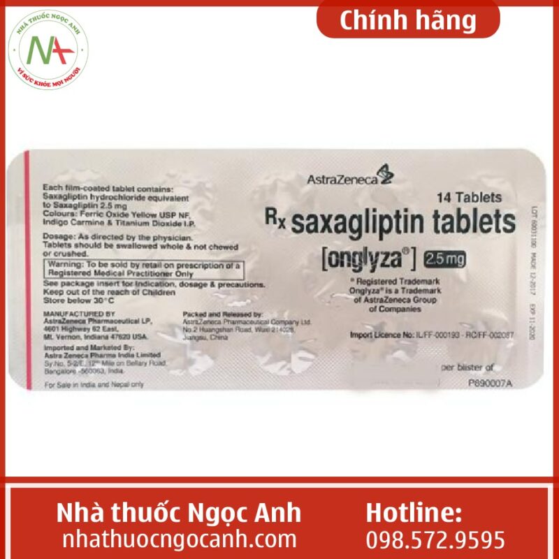 Thuốc Onglyza 2,5mg có tác dụng gì, giá bao nhiêu, mua ở đâu?