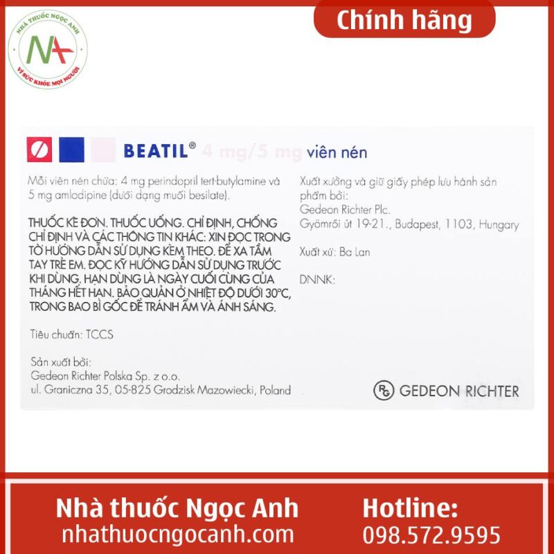 Thuốc Beatil 4mg/5mg là thuốc gì, tác dụng phụ, giá bao nhiêu, mua ở đâu?
