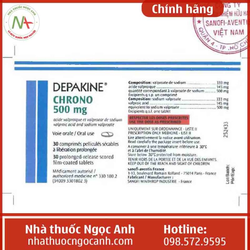 Thuốc Depakine Chrono 500mg là thuốc gì, giá bao nhiêu, mua ở đâu
