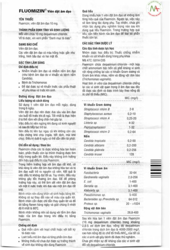 Thuốc đặt Fluomizin 10mg (1 vỉ x 6 viên) giá bao nhiêu, mua ở đâu