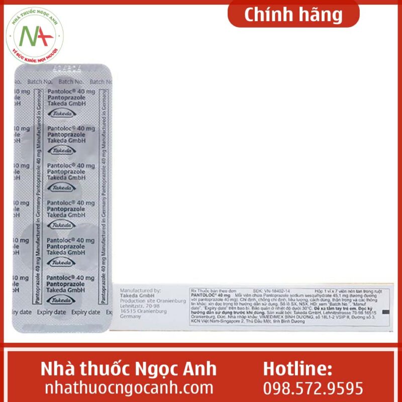 Thuốc Pantoloc 40mg của Đức có tác dụng gì, giá bao nhiêu, mua ở đâu?