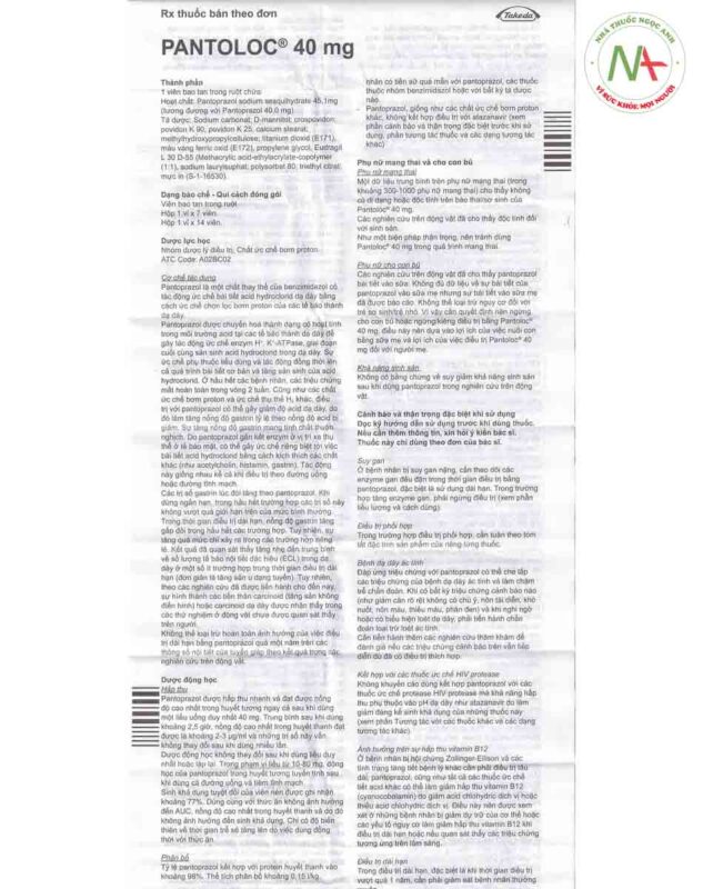 Thuốc Pantoloc 40mg có tác dụng gì? Giá bao nhiêu? Mua ở đâu