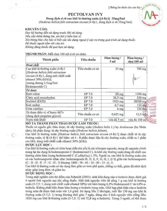 Thuốc Pectolvan Ivy là thuốc gì, cách dùng, giá bao nhiêu, mua ở đâu