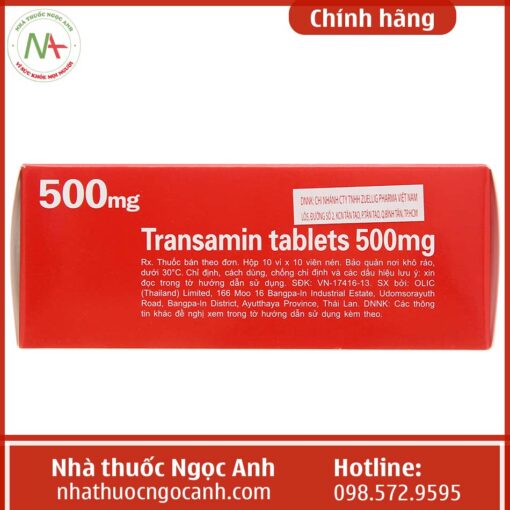 Thuốc Transamin tablets 500mg là thuốc gì, giá bao nhiêu, mua ở đâu
