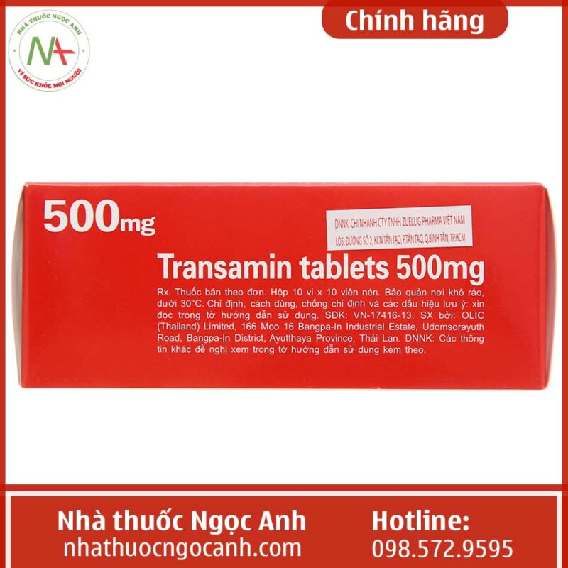 Thuốc Transamin tablets 500mg là thuốc gì, giá bao nhiêu, mua ở đâu