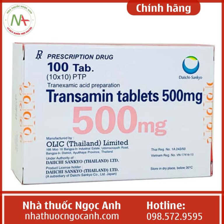 Thuốc Transamin tablets 500mg là thuốc gì, giá bao nhiêu, mua ở đâu