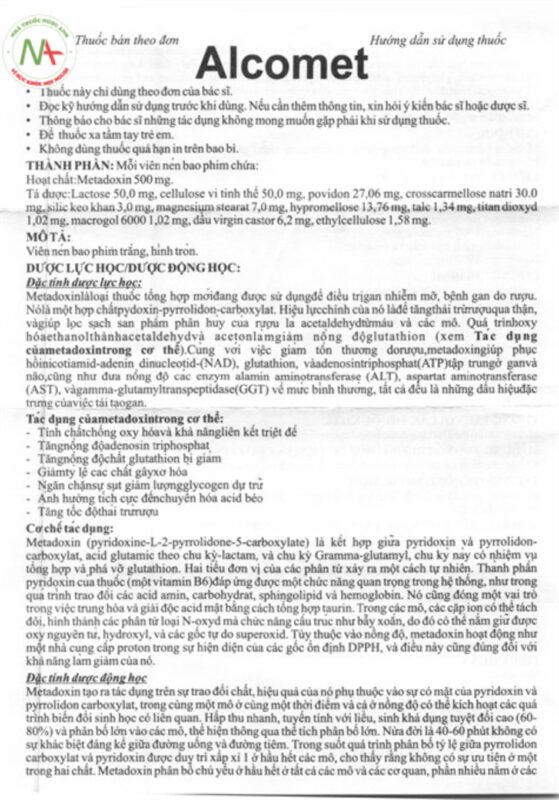 Thuốc Alcomet 500mg có tác dụng gì, giá bao nhiêu, mua ở đâu?