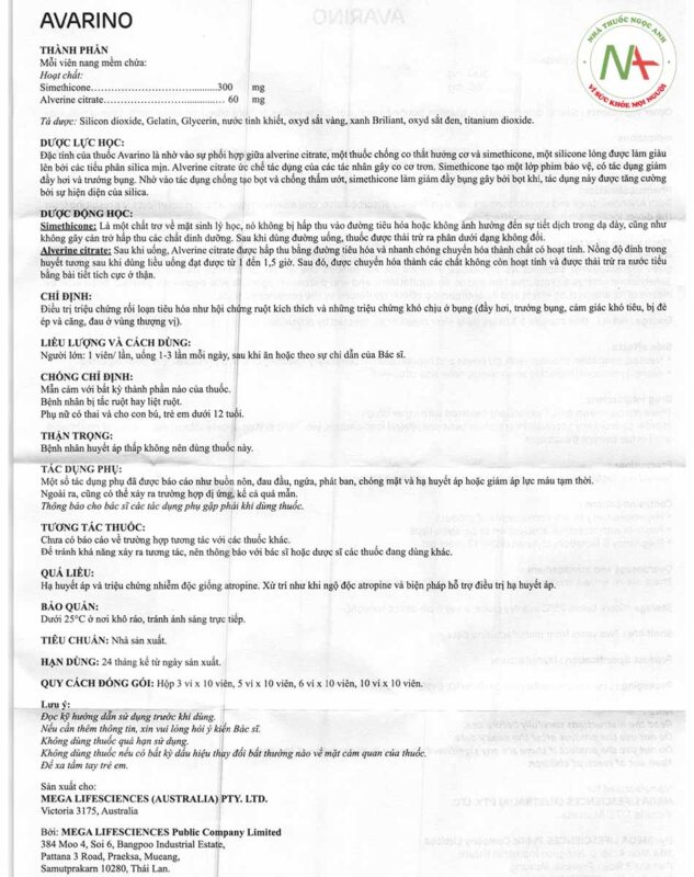 Thuốc Avarino 60mg/300mg là thuốc gì, giá bao nhiêu, mua ở đâu?
