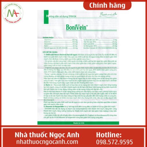 Thuốc BoniVein 30 viên cách sử dụng, giá bao nhiêu, mua ở đâu?