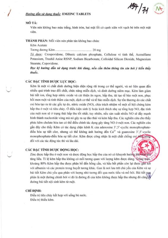 Thuốc EmZinc tablets 20mg là thuốc gì, giá bao nhiêu, mua ở đâu?