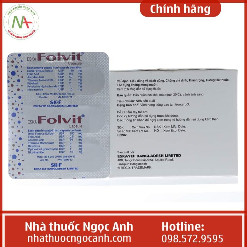 Thuốc Eska Folvit Capsule là thuốc gì, giá bao nhiêu, mua ở đâu?