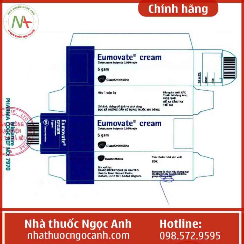 Thuoosc Eumovate Cream bôi vùng kín không, giá bao nhiêu, mua ở đâu