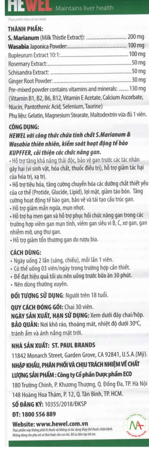 Thuốc bổ gan Hewel Ecogreen có tốt không, giá bao nhiêu, mua ở đâu?