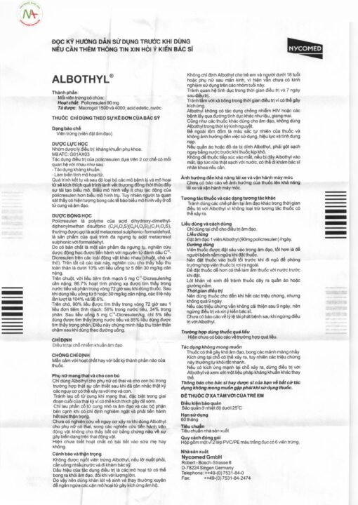 Thuốc đặt Albothyl 90mg là thuốc gì, có tác dụng gì, giá bao nhiêu, mua ...