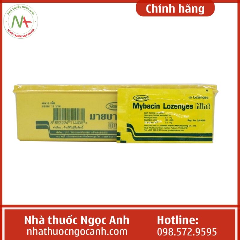 Thuốc Mybacin Lozenges Mint là thuốc gì, giá bao nhiêu, mua ở đâu