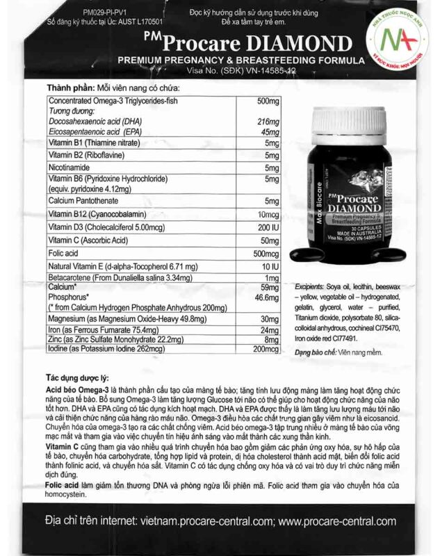 Thuốc PM Procare Diamond là thuốc gì, giá bao nhiêu, mua ở đâu?