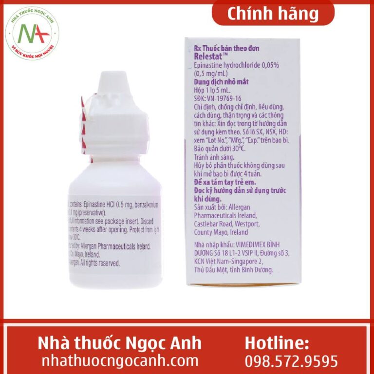 Thuốc Relestat 5ml là thuốc gì, tác dụng gì, mua ở đâu, giá bao nhiêu?