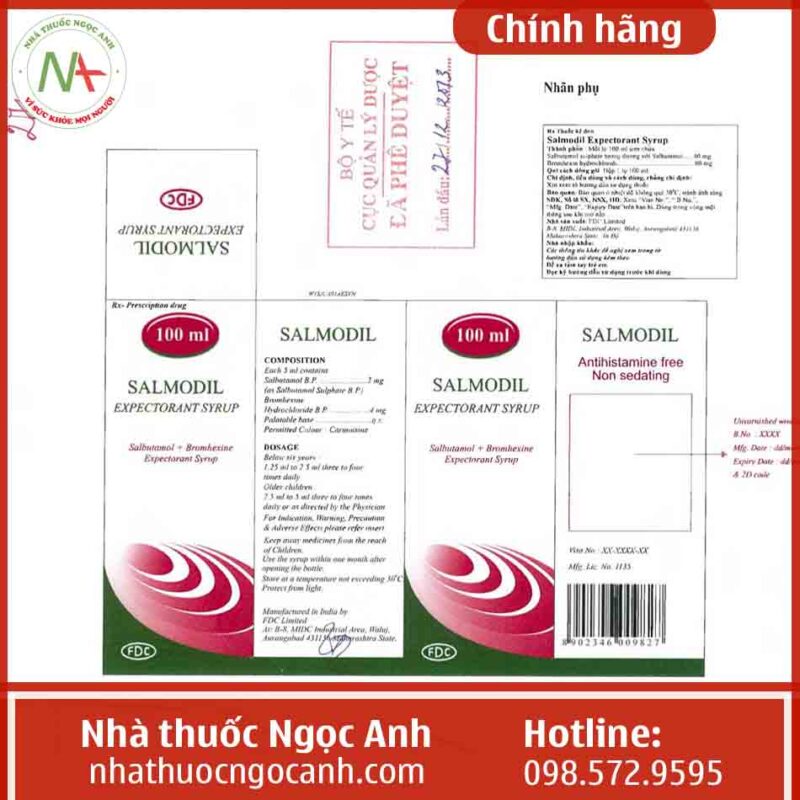 Thuốc Salmodil Expectorant Syrup là thuốc gì, giá bao nhiêu, mua ở đâu?