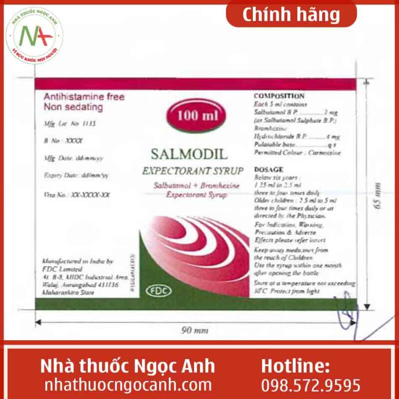 Thuốc Salmodil Expectorant Syrup là thuốc gì, giá bao nhiêu, mua ở đâu?