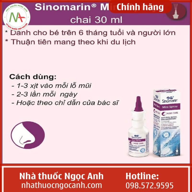 Thuốc Sinomarin Mini Spray Nose Care 30ml mua ở đâu, giá bao nhiêu?