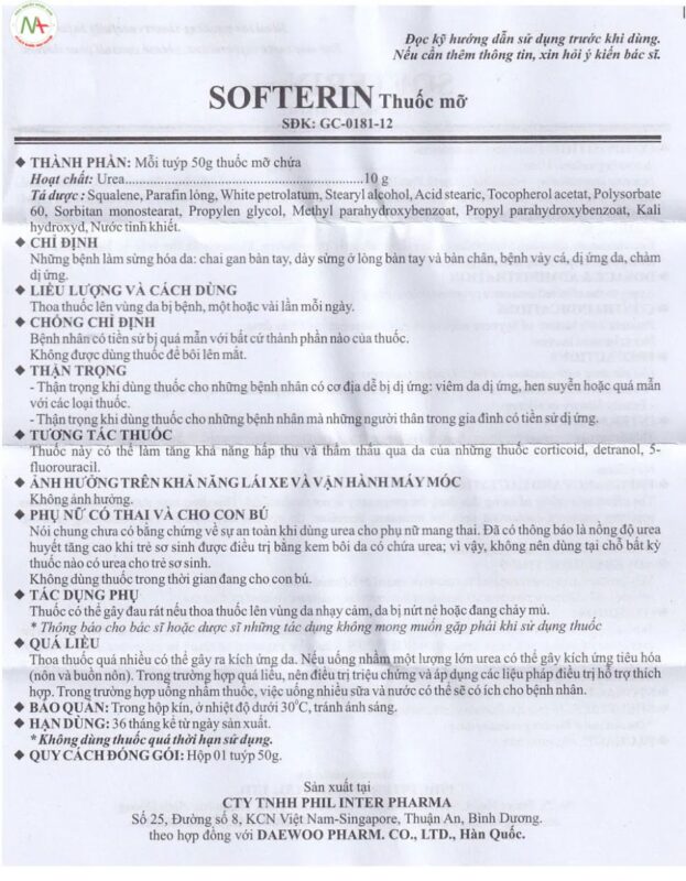 Thuốc Softerin là thuốc gì, có tác dụng gì, giá bao nhiêu, mua ở đâu?