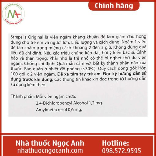Thuốc Strepsils Original có vị gì, tác dụng gì, mua ở đâu, giá bao nhiêu?