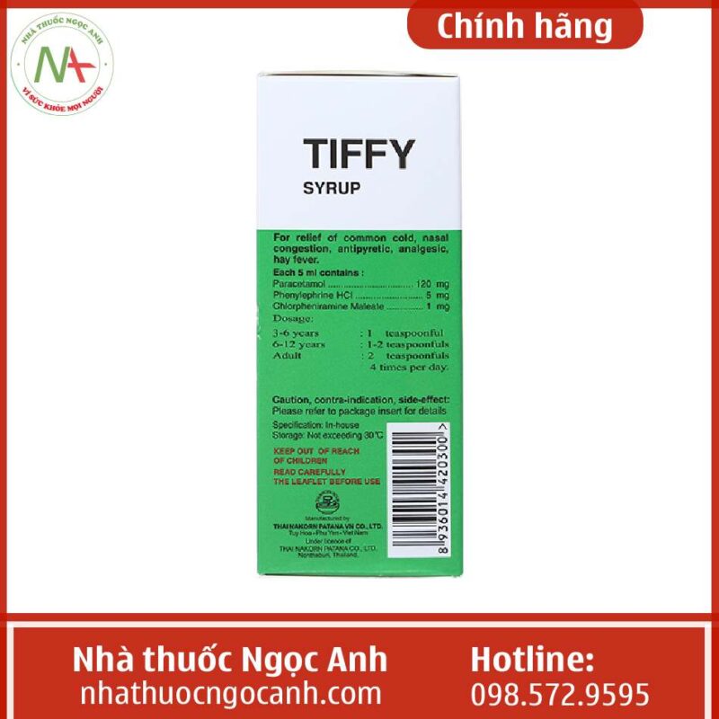 Thuốc Tiffy Syrup 30ml dùng cho trẻ em không, mua ở đâu, giá bao nhiêu?