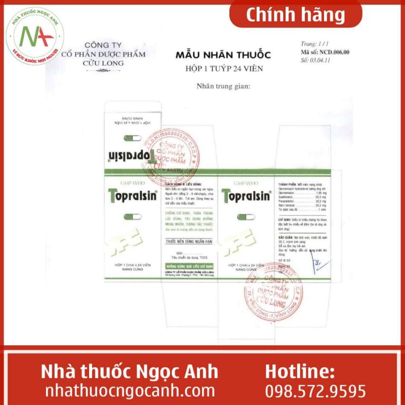 Thuốc Topralsin dùng cho trẻ mấy tuổi, mua ở đâu, giá bao nhiêu?