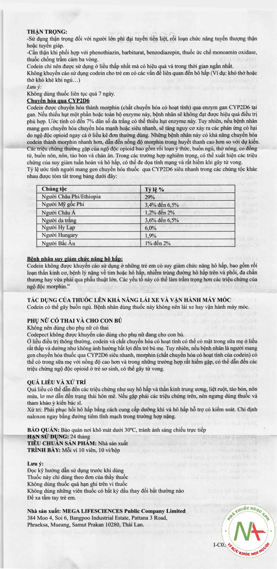 Thuốc Codepect Capsules tác dụng gì, mua ở đâu, giá bao nhiêu?